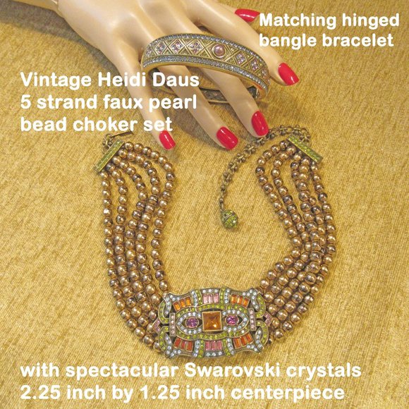 Heidi Daus | Jewelry | Heidi Daus 5 Strand Choker And Bracelet Faux ...